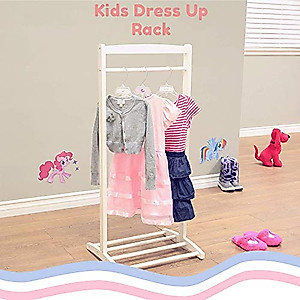 Niceful White Kids Dress Up Rack, Child Garment Rack, Girls Toddlers Clothes Rack, Dress Up Storage Kids Costume Organizer, Hanging Armoire Closet Unit Furniture for Dramatic Play