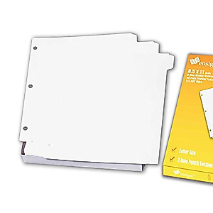 3 Ring Page Dividers Bulk, 1/5 Cut Tab Dividers, 100 Per Box - Divider Pages with Tabs, Decorative Printable Rewritable Divider Tabs, Exhibit Tab Dividers for 3 Ring Binders Bulk - Ensight