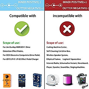 Gonine 18V Power Supply for Dunlop MXR Guitar Pedal, 18Volt 1A AC Adapter 110-240V AC to DC Center Negative DC Plug for JOYO JP-01 JP-02 Effect Pedal Cord.