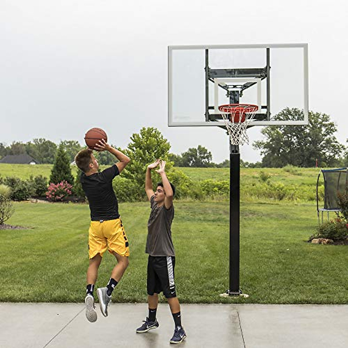 Goalsetter All-American In Ground Adjustable Basketball System with 60-Inch Acrylic Backboard and Single Static Rim, Black (SS45560A1)