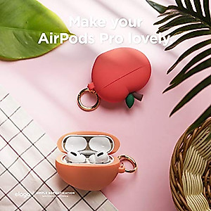elago Peach Case Compatible with Apple AirPods Pro Case, 3D Cute Design Case Cover with Keychain, Supports Wireless Charging (Peach) [US Patent Registered]