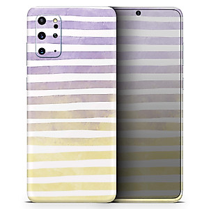 DesignSkinz Purple to Yellow Watercolor Ombre Stripes Protective Vinyl Decal Wrap Skin Cover Compatible with The Samsung Galaxy S20 (Screen Trim & Back Glass Skin)