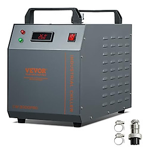 Industrial Water Chiller, CW-3000(PRO), Air-Cooled Industrial Thermolysis Type Water Chiller with 12L Water Tank Capacity 18 L/min Max Flow Rate, for 40W-80W CO2 Laser Engraving & Cutting Machines