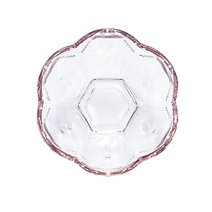 CHOOLD Vintage Romantic Glass Sakura Shape Heart Embossed Dessert Bowl Ice Cream Bowl Dish Bowl Trifle Bowl Salad Bowl 8oz