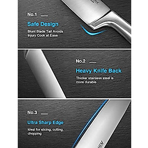 Knife Set, 14 PCS High Carbon Stainless Steel Kitchen Knife Set for Chef, Super Sharp Knife Set with Acrylic Stand, include Steak Knives, Sharpener and Scissors, Ergonomical Design by kincano