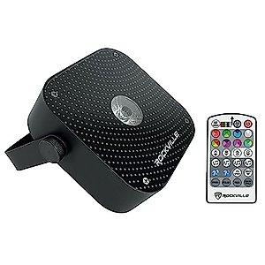 Rockville Mini RF1 V2 Black Recharegable Wash Light, RGBWA+UV, 12 Watts,| 4-Channel RF with Incldued Remote, 15 Hours Battery Life, Perfect for Parties, DJs, Events