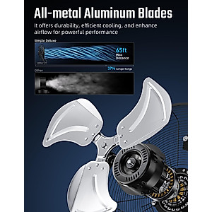 Simple Deluxe 20 Inch 3-Speed High Velocity Heavy Duty Metal Industrial Floor Fans , Black, 20"