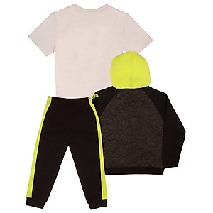 Minecraft Creeper Boys 3-Piece Bundle Set, Zip up Fashion Hoodie, Short Sleeve T-Shirt, and Jogger Sweatpants (Size 10/12, Grey/White/Black)
