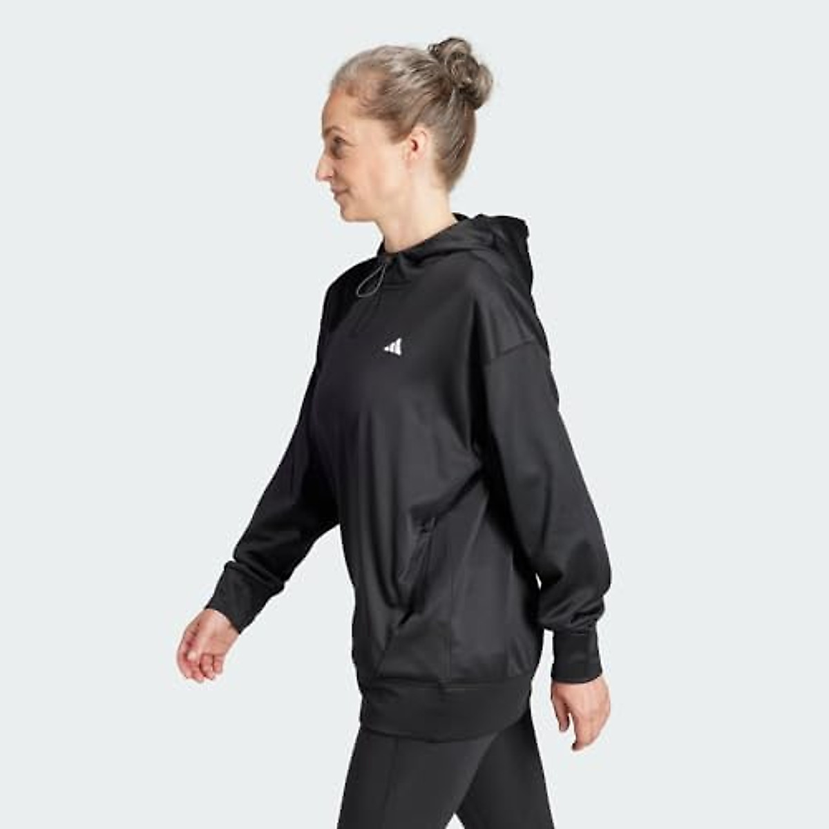 adidas Women's Aeroready Game and Go Fleece Hoodie, Black/White, Medium