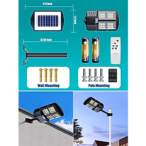 VENSSTNOR 600W Solar Street Lights Outdoor - 6500K 60000LM LED Street Lights with Motion Sensor Dusk to Dawn Ip67 Waterproof, Solar Parking Lot Lights for Garage,Yard,Driveway,Garden