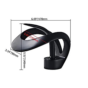 Lovedima Elegant Waterfall Single Handle 1-Hole Bathroom Vessel Sink Faucet Solid Brass Lavatory Vanity Sink Faucet,Black