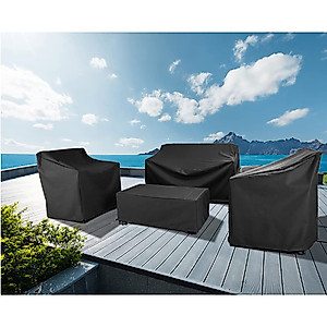 Baner Garden Patio Furniture Covers,Outdoor Furniture Cover Waterproof,Patio Furniture Set Covers for 4 Piece Outdoor Conversation Set,Patio Covers Set Black