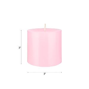 Mega Candles 3 pcs Unscented Pink Round Pillar Candle, Hand Poured Premium Wax Candles 3 Inch x 3 Inch, Home Décor, Wedding Receptions, Baby Showers, Birthdays, Celebrations, Party Favors & More