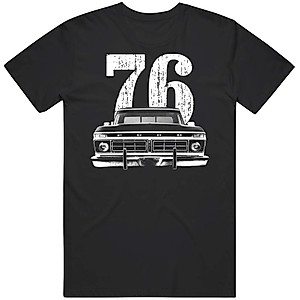 PurpleMonkeyTees 1976 F100 Pickup Truck Front Grill View with Year T Shirt 2XL Black