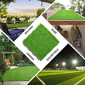 Artificial Grass Turf Tile, Interlocking Grass Rug, 1*1FT, 1.5 Inches Grass Turf Tiles for Outdoor Balcony,Patio,Garden Potty-Pads ,and Indoor Flooring Decor etc （8 Pack）