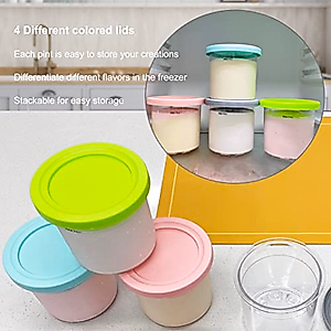 CUTIECLUB 4PCS Ice Cream Pints Containers and Lids for Ninja Creami, Ice Cream Storage Containers Compatible with NC301 NC300 NC299AMZ Series Creami Ice Cream Makers
