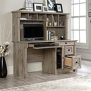 Sauder Palladia Desk with Hutch, L: 59.488" x W: 23.543" x H: 56.496", Split Oak Finish