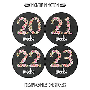 Months In Motion Pregnancy Weekly Belly Growth Stickers - Week to Week Pregnant Expecting Photo Prop - Maternity Keepsake - Baby Bump - Large Set of 36 Weekly Photo Sticker