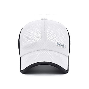 FASHIXD Mesh Baseball Cap for Men Women Summer Running Sports Hat Breathable Quick Dry Trucker Hats (Sport-White)
