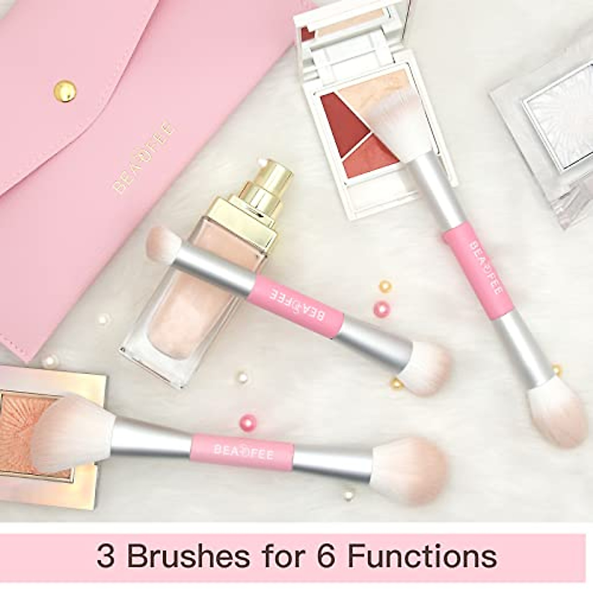 Makeup Brush Duo End Foundation Brush Contour Powder Face Makeup Brushes For Blending Liquid Powder,Concealer,Blush Brush, Highlighter Contour Brush Powder Synthetic Cosmetic Tools