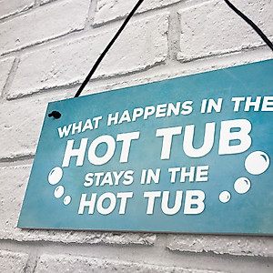 Hot Tub Novelty Funny Garden Hanging Wall Plaque Shed Jaccuzi Home Decor Sign