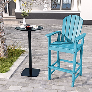 Tangkula Outdoor Tall Adirondack Chair 30 Inches Seat Height, HDPE Bar Height Patio Chair with High Backrest, Armrests and Footrest, Outdoor Bar Stool for Balcony Deck Garden Poolside (2, Turquoise)