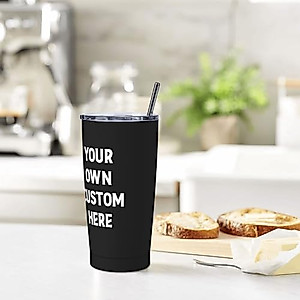 Personalized Coffee Tumbler with Text Custom Tumbler Cups with Straw Custom Stainless Steel Coffee Mug Travel Custom Travel Coffee Mugs