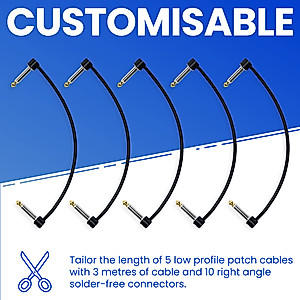 Crosby Solderless Pedalboard Cable Kit - No Cable Stripping Required, 10 Feet of Cable & 10 Gold Tip Connectors with Magnetic Screws & Screwdriver Make 5 DIY Custom Patch Cables
