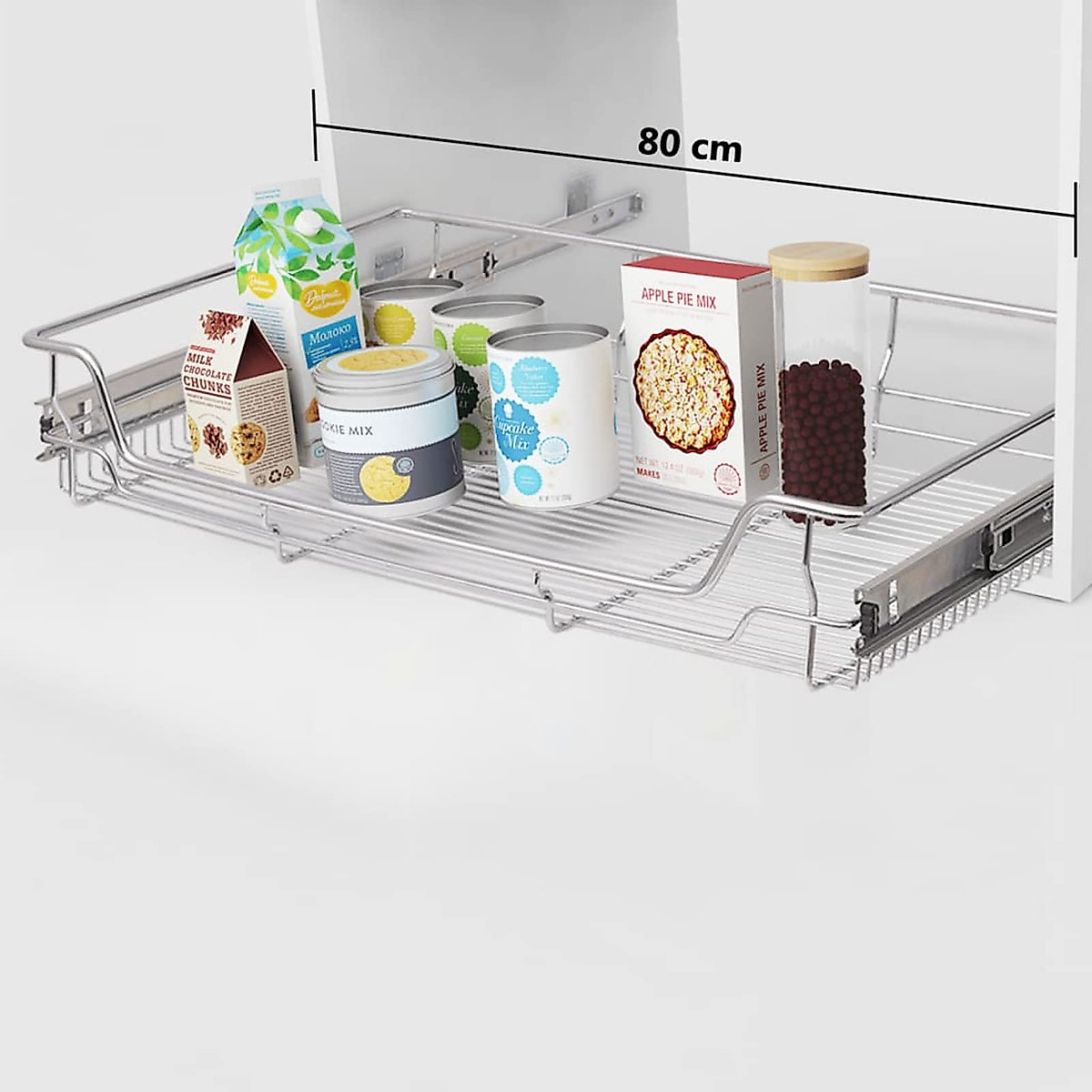 Tidyard Set of 2 Pull-Out Wire Baskets Sliding Storage Racks Steel Slide Shelf Organizer Suit for 31.5 Inch Wide for Kitchen Cabinet, Cupboard, Pantry, Bathroom Cabinet