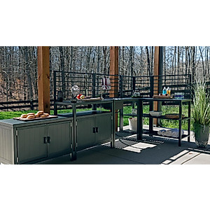 Domi 5-Piece Outdoor Kitchen Island with Storage, Aluminum Kitchen Islands Stainless Steel Sink w/Faucet, Corner Bar Storage Cabinet, Outdoor Kitchen with Protective Cover for Deck, Patio