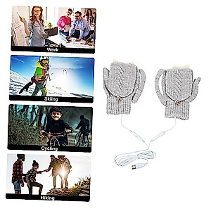 CLISPEED 1 Set Heated Gloves Ski Gloves Outdoor Gloves Knit Gloves USB Computer Gloves Electric Winter Gloves Unisex Heating Gloves Winter Warm Gloves Outdoor Sports Gloves Hand Covers Man