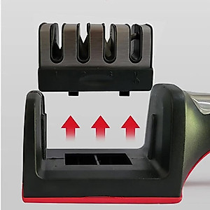 Generic Knife Sharpeners,4-in-1 Professional Stainless Steel Quick Knife Sharpener for Kitchen Knives–Ergonomic and Easy to Use Kitchen Knife Sharpeners with 4 Stage Sharpening Slots (Red and Black)