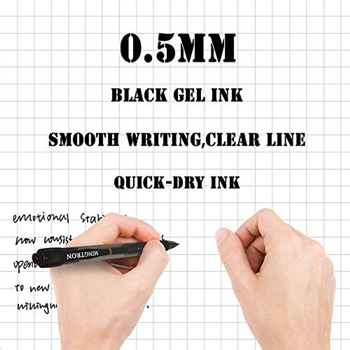 mingtron Gel Pens, 100 Pack Black Pens Fine Point, No Smear Ink Pens for Left Hand, Click Pens Bulk, Retractable Rollerball Pens for Smooth Writing, 0.5MM, Black Ink