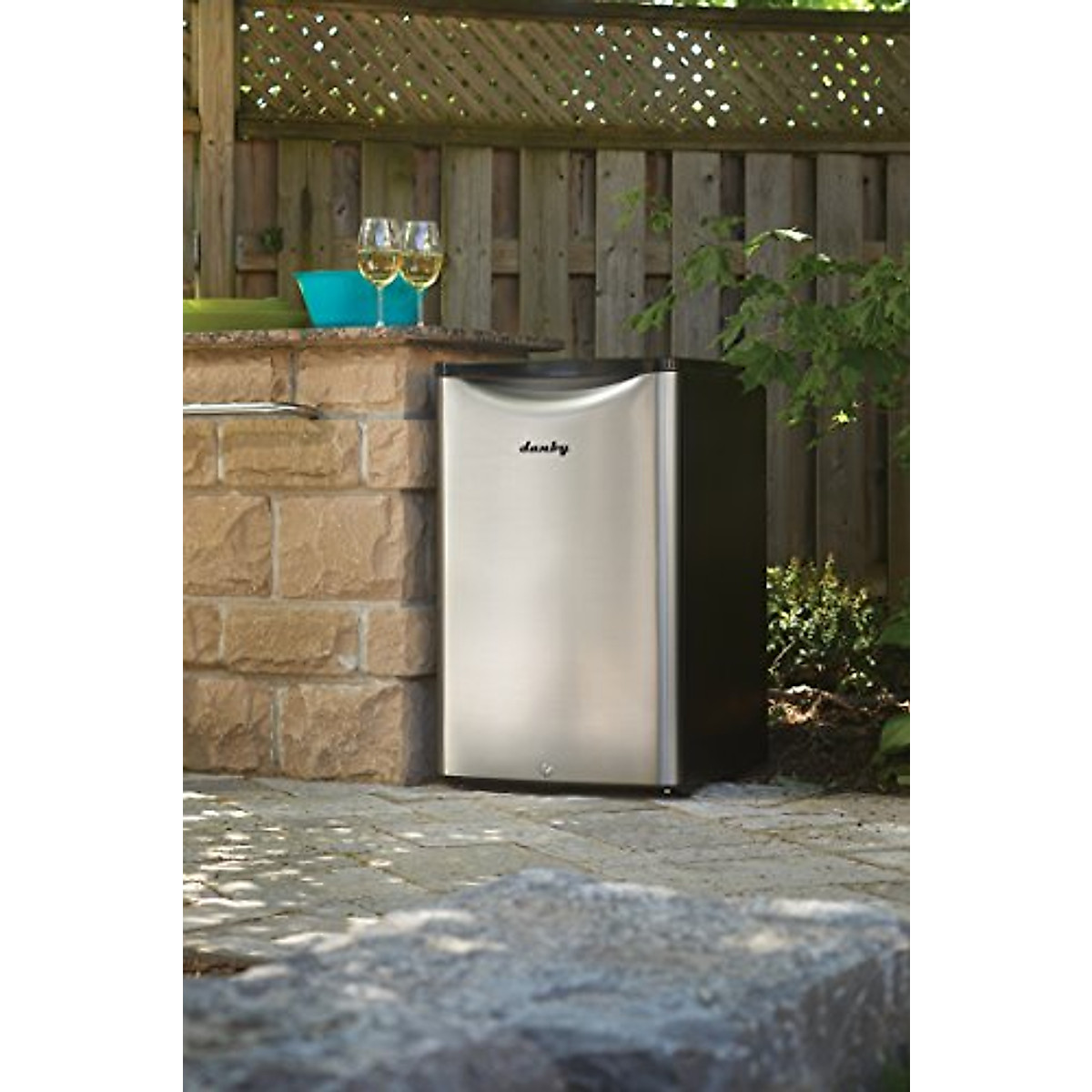 Danby DAR044A6BSLDBO 4.4 Cu.Ft. Outdoor Mini Fridge, IPX4-Rated Stainless Steel Look All Refrigerator for Patio, Cabana, Pool Bar, E-Star Rated, Spotless Steel