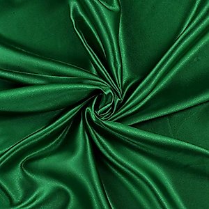 MDS Pack of 5 Yard Charmeuse Bridal Solid Satin Fabric for Wedding Dress Fashion Crafts Costumes Decorations Silky Satin 44”- Green