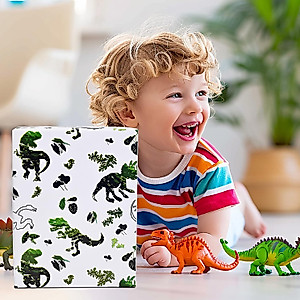 Vnaaem Dinosaur Wrapping Paper Roll with Cutlines on Reverse - 17 Inch X 33 Feet - Birthday Wrapping Paper Kids Boy Jungle Dinosaur Gift Wrap Paper Dinosaur Party Favor Happy Birthday Wrapping( 1 Roll)