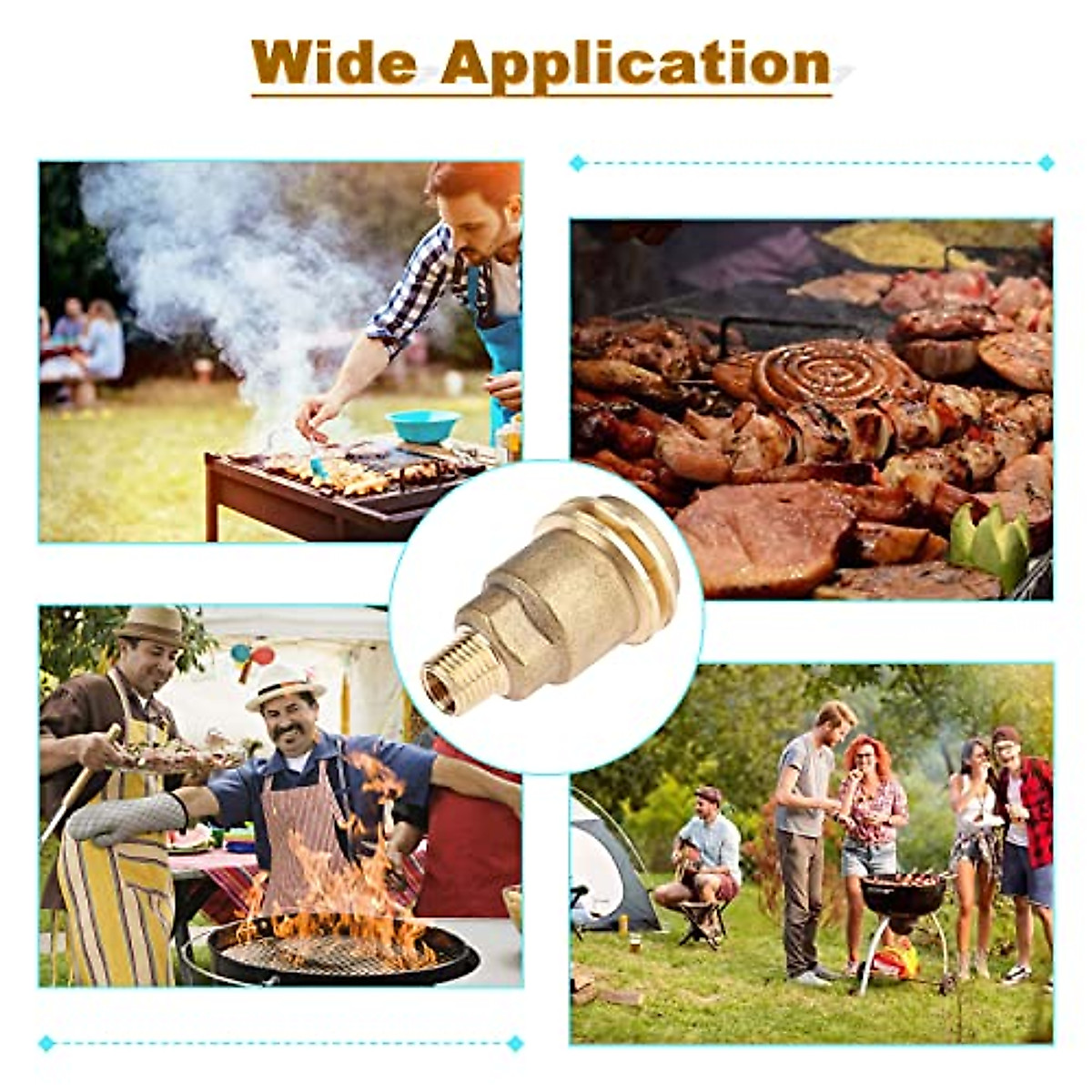 Mtsooning QCC1 Nut Propane Gas Fitting Adapter with 1/4 Inch Male Pipe Thread, Solid Brass Quick Connectors Grill Regulator Outdoor Cooking Heating Camping Replacement Parts