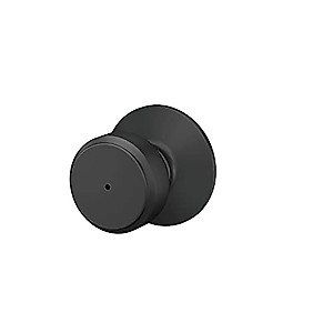 Schlage F40 BWE 622 Bowery Door Knob, Bed & Bath Privacy Lock, Matte Black