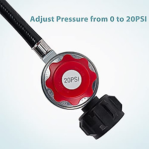 SHINESTAR 0-20 PSI Adjustable Propane Regulator and Hose with Orifice Kit, 4-Foot Gas Burner Hose Replacement for Turkey Fryer, Fish Cooker, Fire Pit, Forge and More