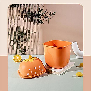 XCYSHPMY Cute Garbage Can Countertop Trash Can Strawberry Desktop Trash Can TabletopTrash Can Mini Trash can for Bedroom Living Room Bathroom Small Wastebasket with Lid (Orange)