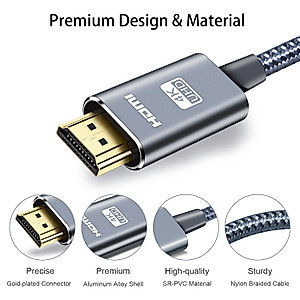 LEADSTAR HDMI Cable 4K 6 ft, High Speed HDMI 2.0 Cord Braided | 4K @ 60Hz, Ultra HD, 4K 2160p 1080p, ARC, 3D, HDCP 2.2 & CL3 Rated | for Laptop, Monitor, PS4, PS5, Xbox One, Fire TV - Grey