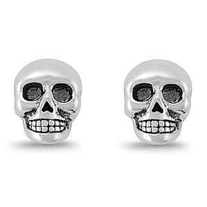 Boma Jewelry Sterling Silver Skull Skeleton Stud Earrings