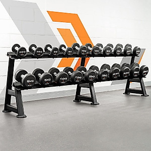 METIS Pro Urethane Dumbbell Rack Sets - 2 Tier Weight Stand for Dumbbells | Commercial Dumbbell Set & Racks | Individual Dumbbell Stand or Stand with Weight Set (Rack Only)