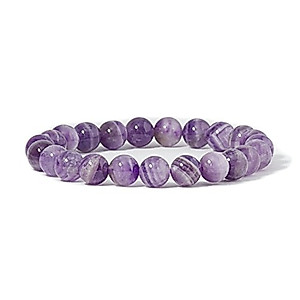Cherry Tree Collection - Small, Medium, Large Sizes - Gemstone Beaded Bracelets For Women, Men, and Teens - 8mm Round Beads (Dogtooth Amethyst - Medium)