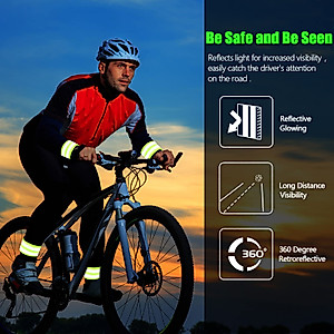 2 Pcs Reflective Sash with 4 Bands Adjustable Visibility Belt Safety Strap, Band for Wrist Arm Ankle Leg Substitute for Reflective Vest Reflective Running Gear (Fluorescent Green)