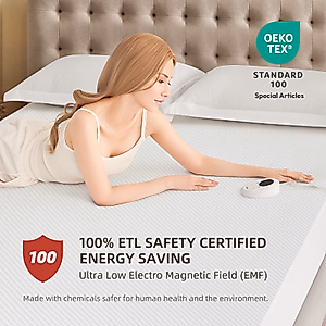 Bwarm Waterproof Heated Mattress Pad, ETL Certified Bed Warmer with Memory Function 9 Heat Settings, 1-12 Hours Auto Off Deep Pocket, Machine Washable, White Queen