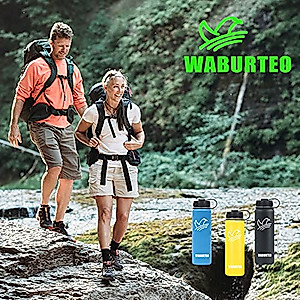 WABURTEO Stainless Steel Water Bottles with Straw-22oz, 40oz, Insulated Water Bottle with Lids, Multiple Size & Colors Vacuum Insulated Bottle, Keep Liquids Hot or Cold