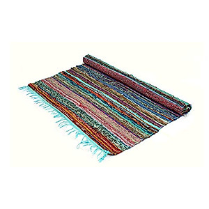 Handmade Braided Chindi Rug, Rag Rug, Area Rug, Carpet Rug, 3x5 Foot, 4x6 Foot, 5x7 Foot, Multi Color Rug (3x5 Ft (36x60 Inch))