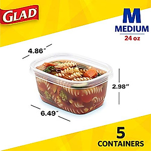 GladWare Soup & Salad Food Storage Containers for Everyday Use | Medium Rectangle Containers for Food Storage | Containers Hold up to 24 Oz(Pack of 5)