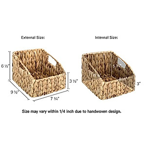 StorageWorks Water Hyacinth Wicker Baskets with Built-in Handles, Hand Woven Baskets for Organizing, Natural, 2 Pack